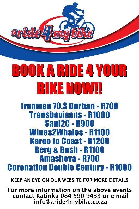 A Ride 4 My Bike - FROM GAUTENG | Shuttles & Bike Transport | Bike Hub