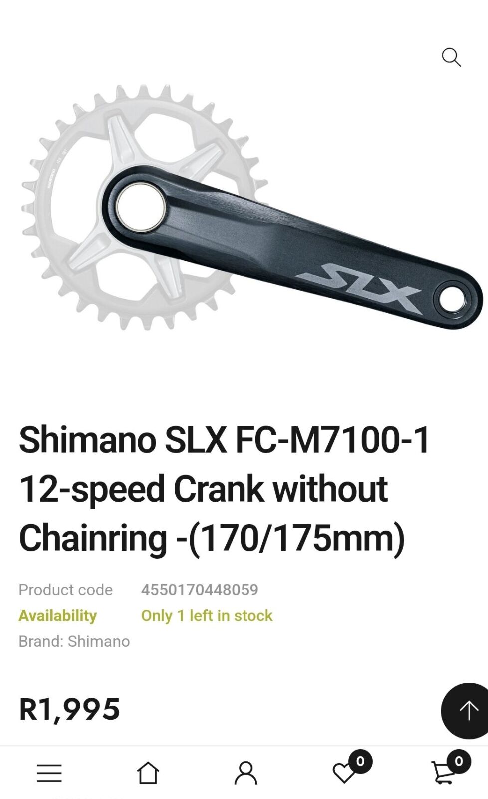 Shimano SLX FC-M7100 170mm Crankset | Cranksets | Bike Hub