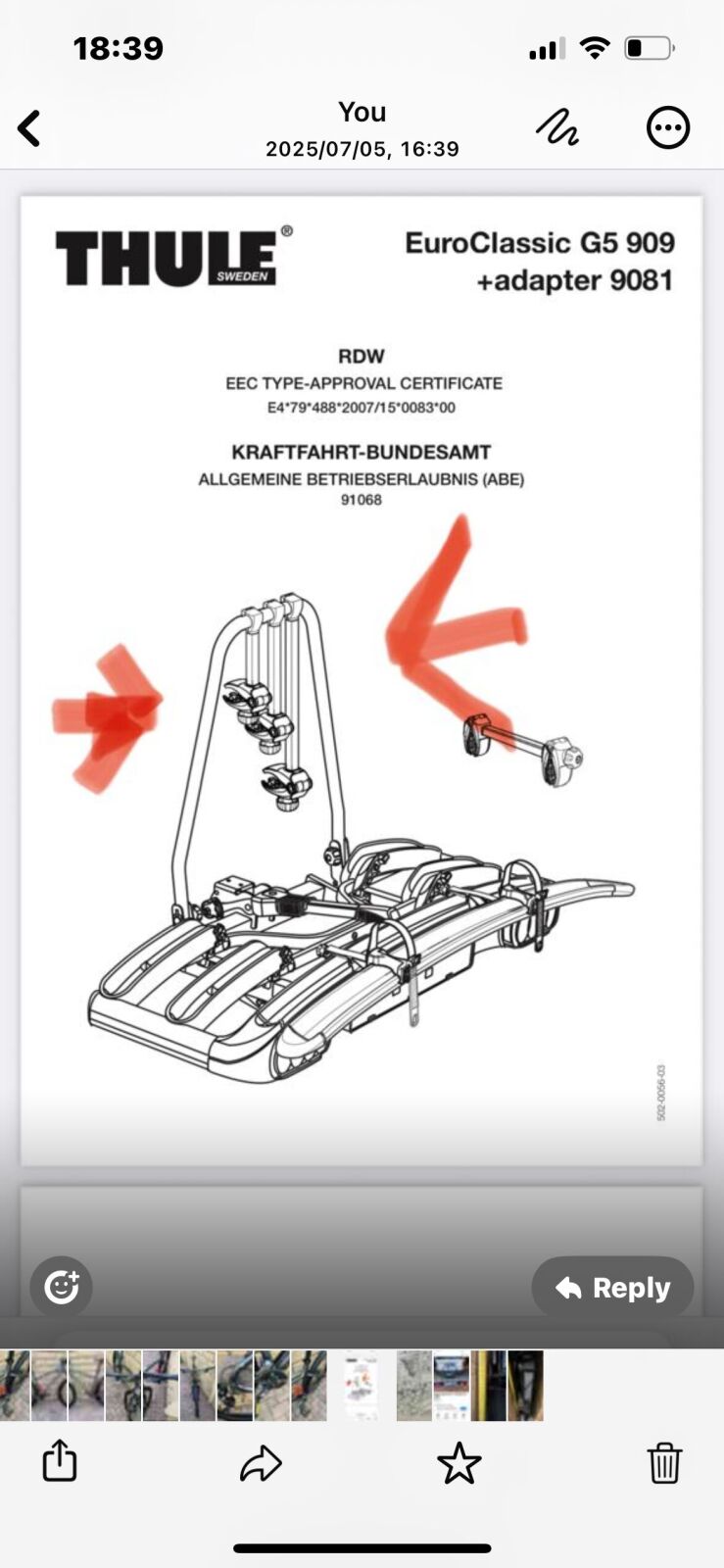 WANTED:Thule euroclassic G5/6 Back bar | Bike Racks | Bike Hub